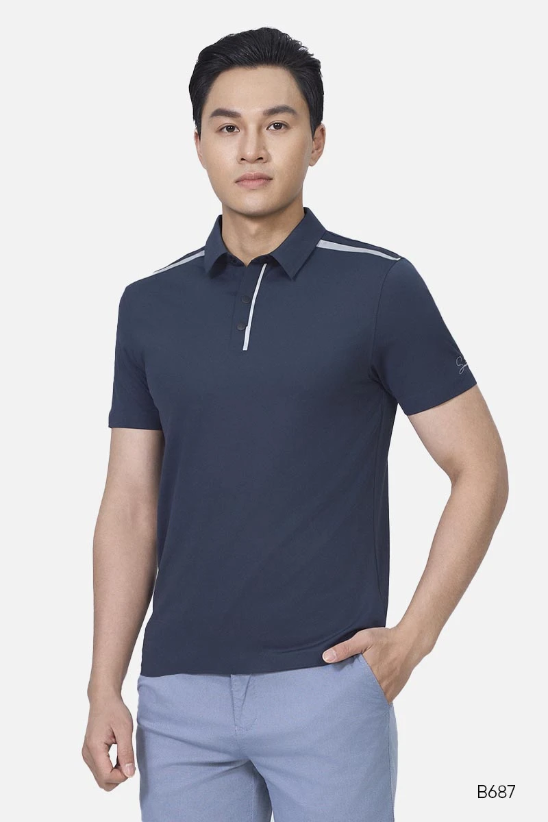 Áo polo nam cao cấp không nhăn màu xanh | B687 - Santino | Santino